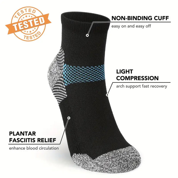 5-Pairs Athletic Ankle Low Cut Compression Socks (8-15 mmHg) – Bluemaple