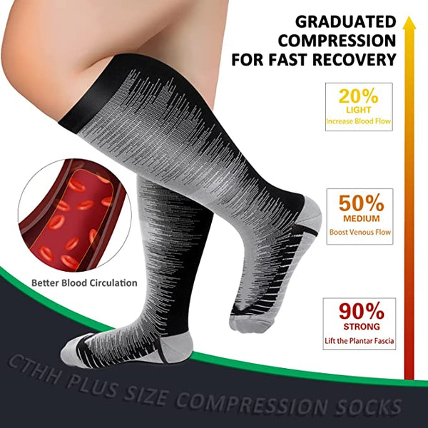 3 Pairs Cool Design Wide Calf Compression Socks for Man and Woman (20 ...